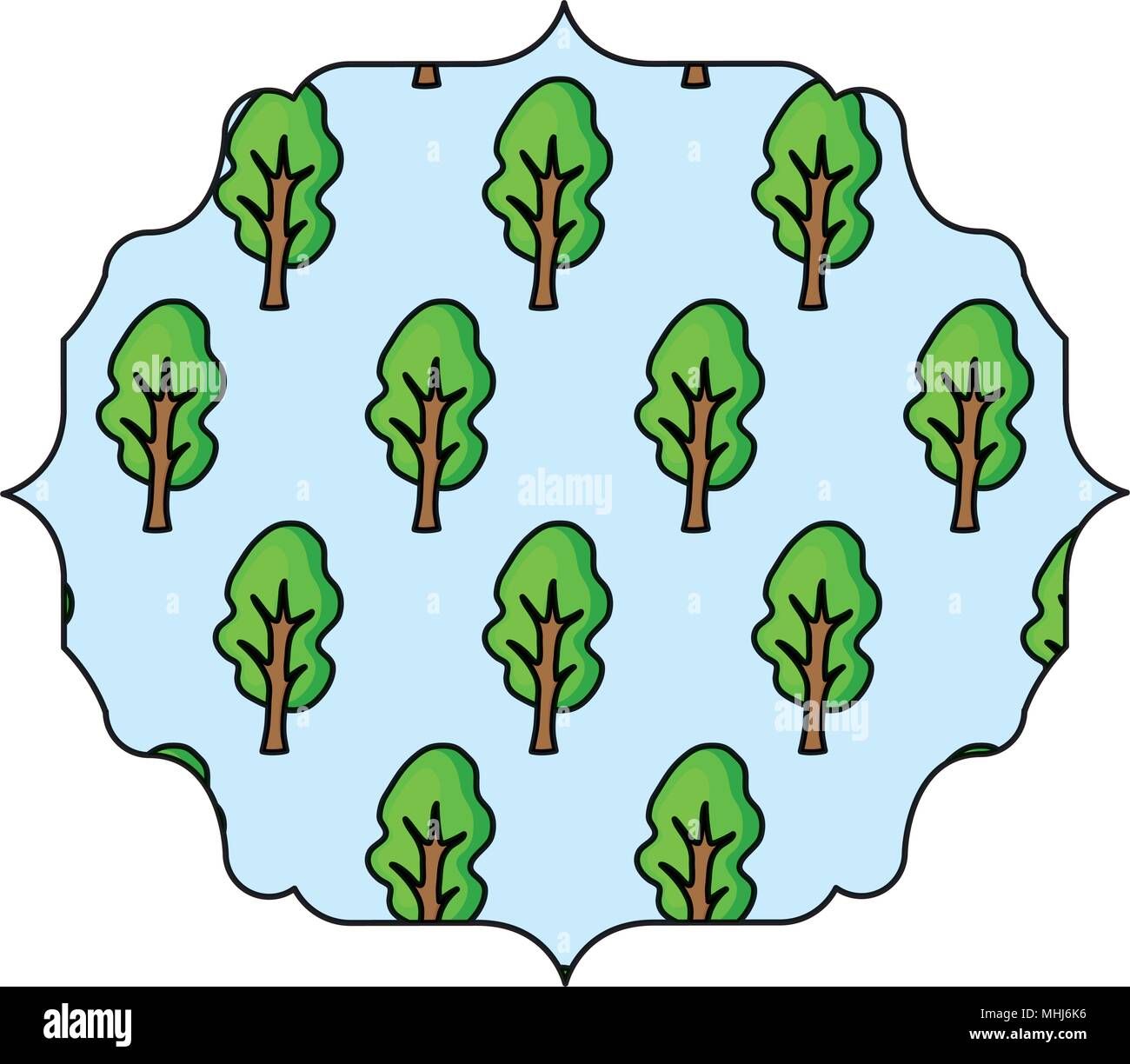 arabic frame with trees design over white background, vector ...