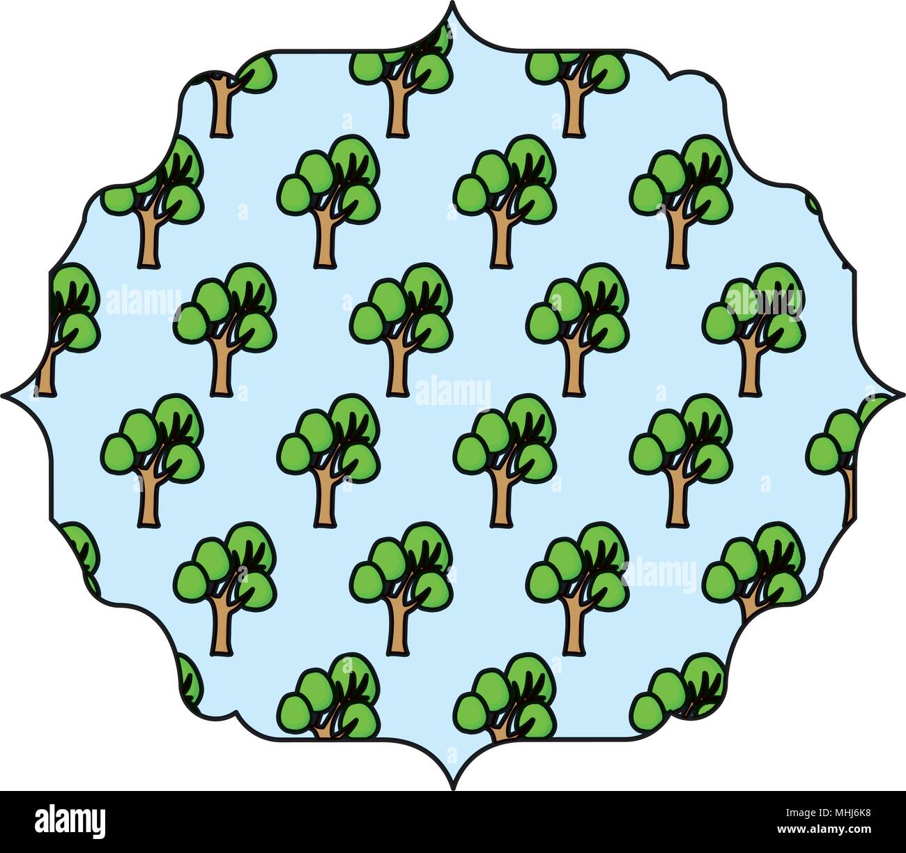 arabic frame with trees design over white background, vector ...