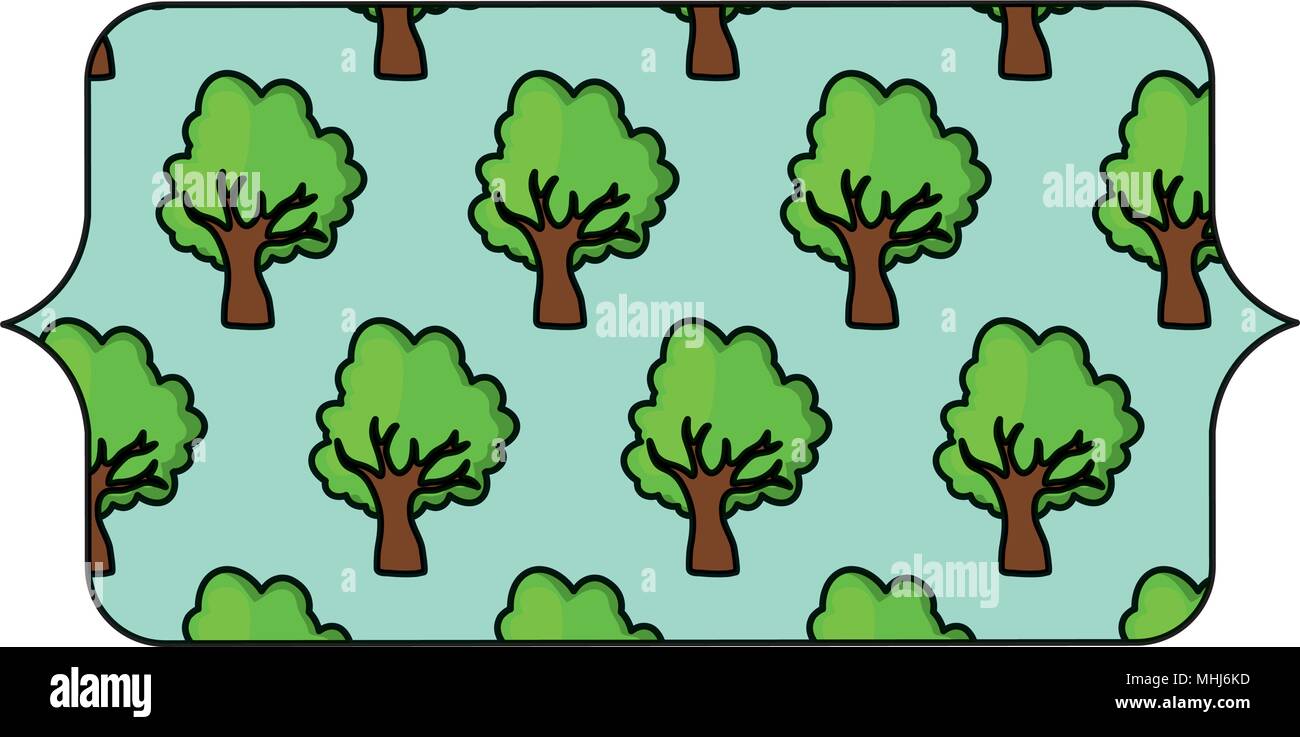 decorative banner with trees pattern over white background, colorful ...