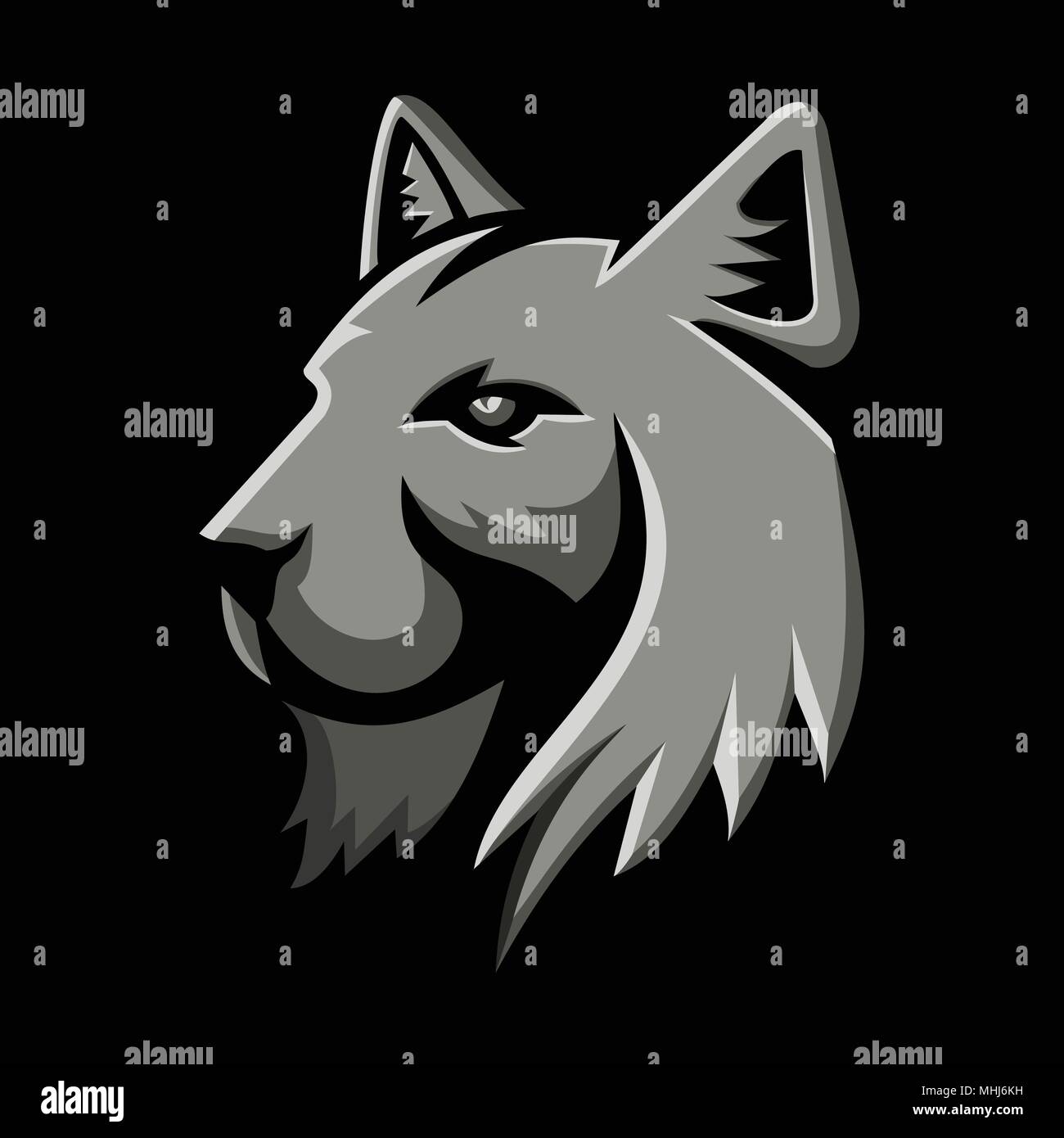 Metallic style flat icon or mascot illustration of head of a lynx cat ...