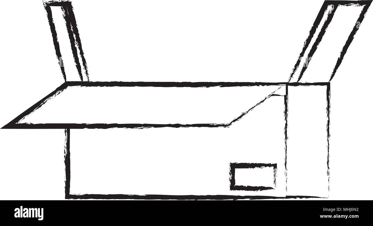 sketch of carton box icon over white background, vector illustration ...