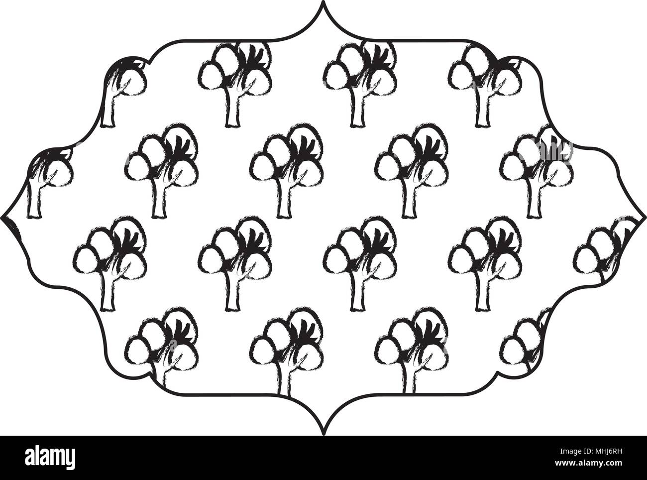 arabic frame with trees design over white background, sketch design ...