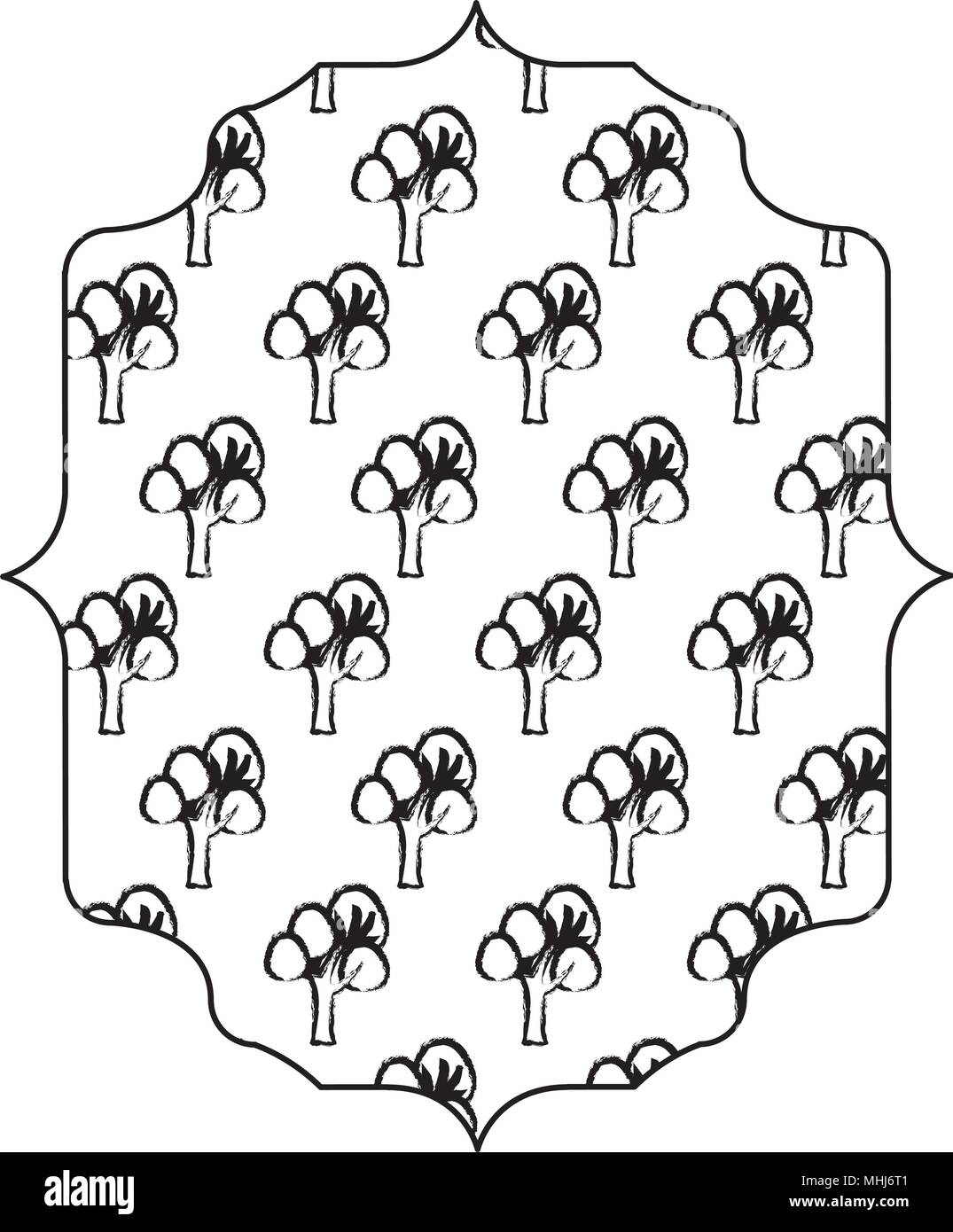 arabic frame with trees design over white background, sketch design ...