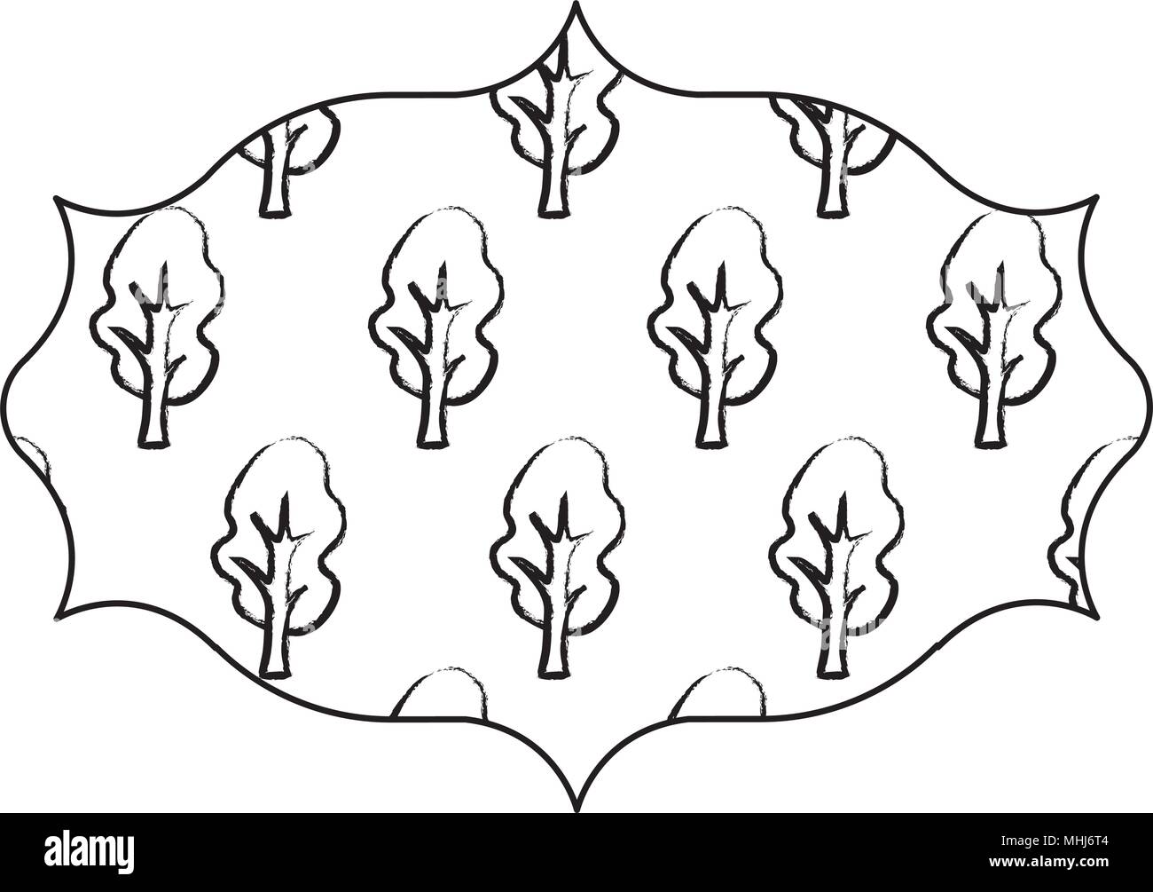 arabic frame with trees design over white background, vector ...