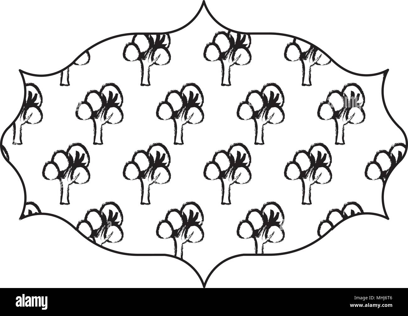 arabic frame with trees design over white background, sketch design ...