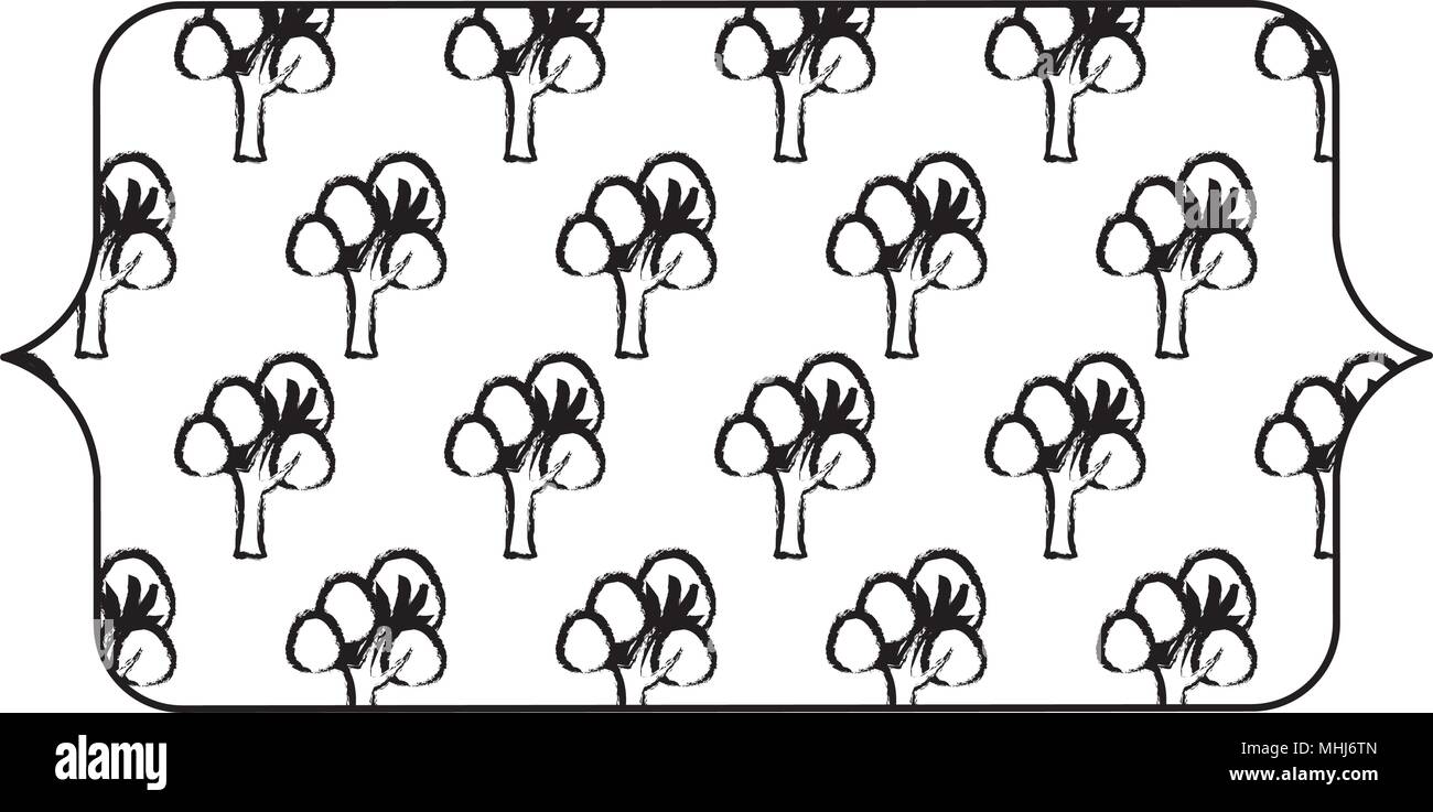 banner with trees pattern over white background, sketch design. vector ...