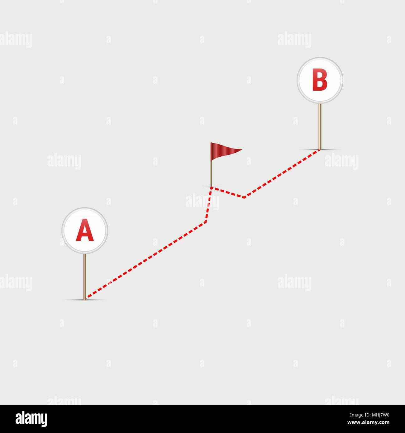 GPS Navigator Pin Checking Point A to Point B. Route From Point A to ...