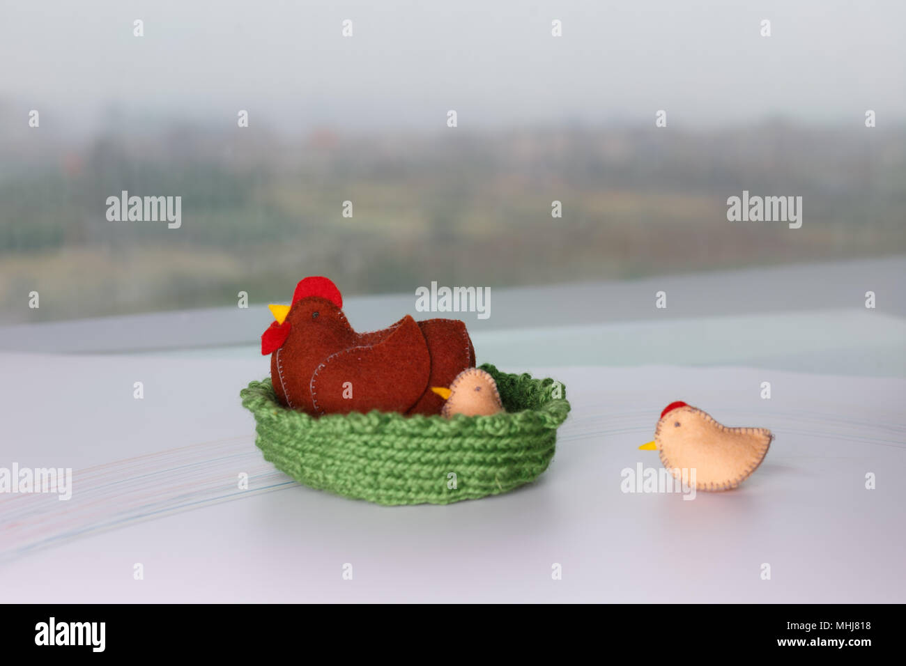 Handicraft device into the rural chicken farm scene, the hens and ...