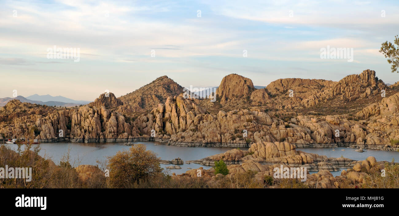 Beautiful spring skies and a rocky shoreline at Watson Lake in Prescott ...