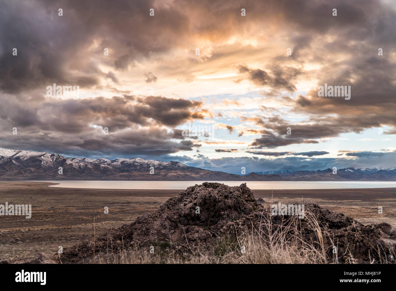 Sunset at Pyramid Lake, Nevada Stock Photo - Alamy