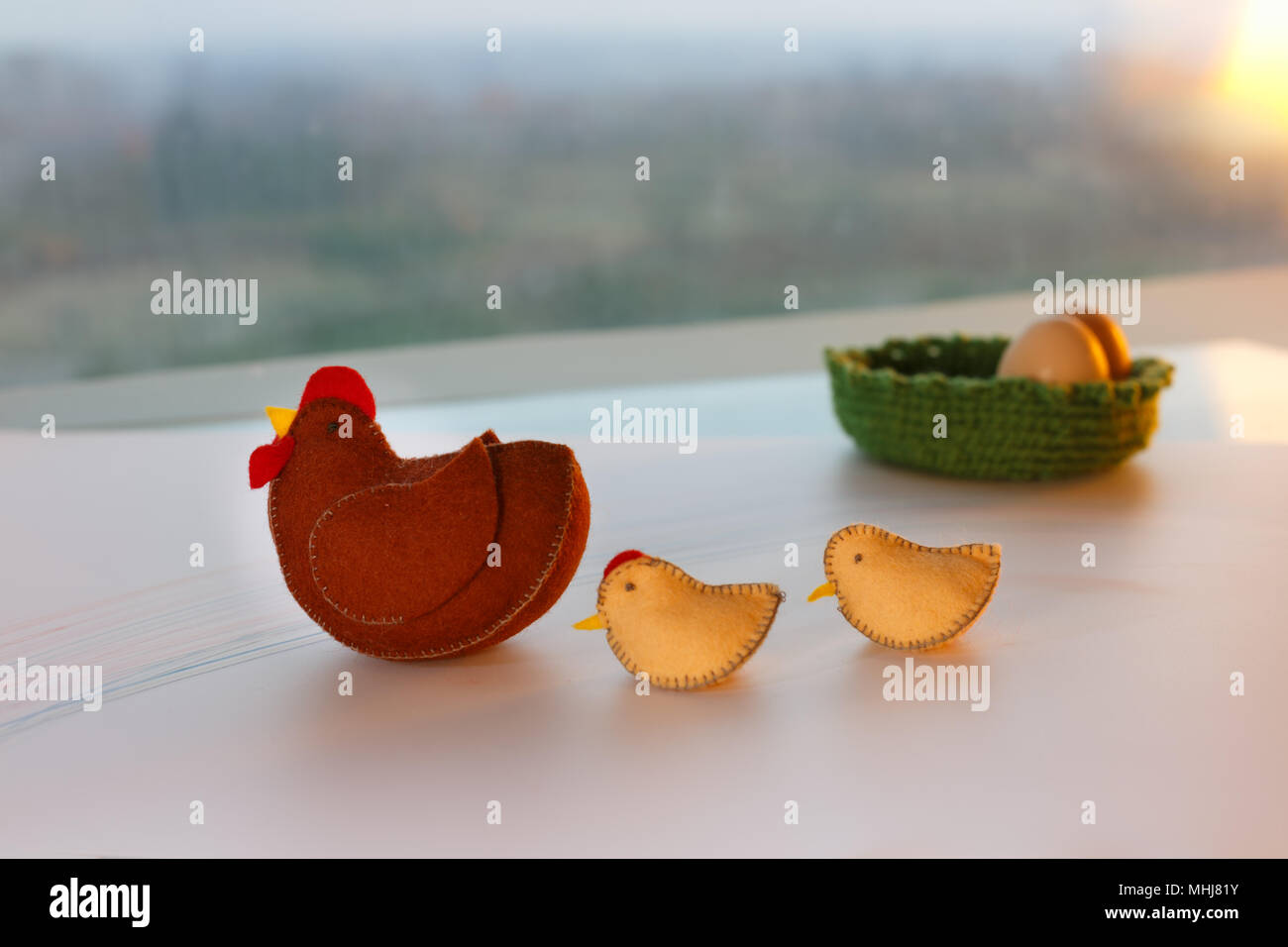 Handicraft device into the rural chicken farm scene, the hens and ...