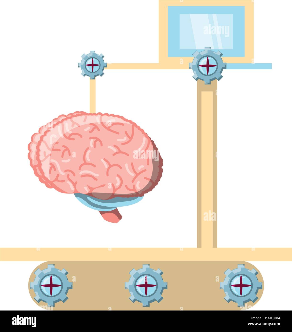 crane with brain icon over white background, colorful design. vector ...