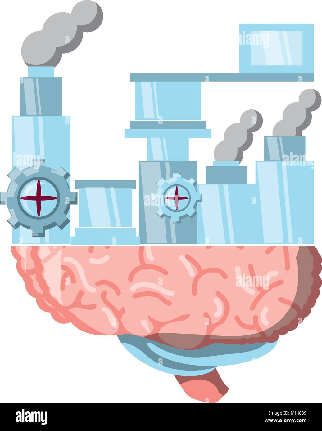 brain machine icon over white background, colorful design. veector ...