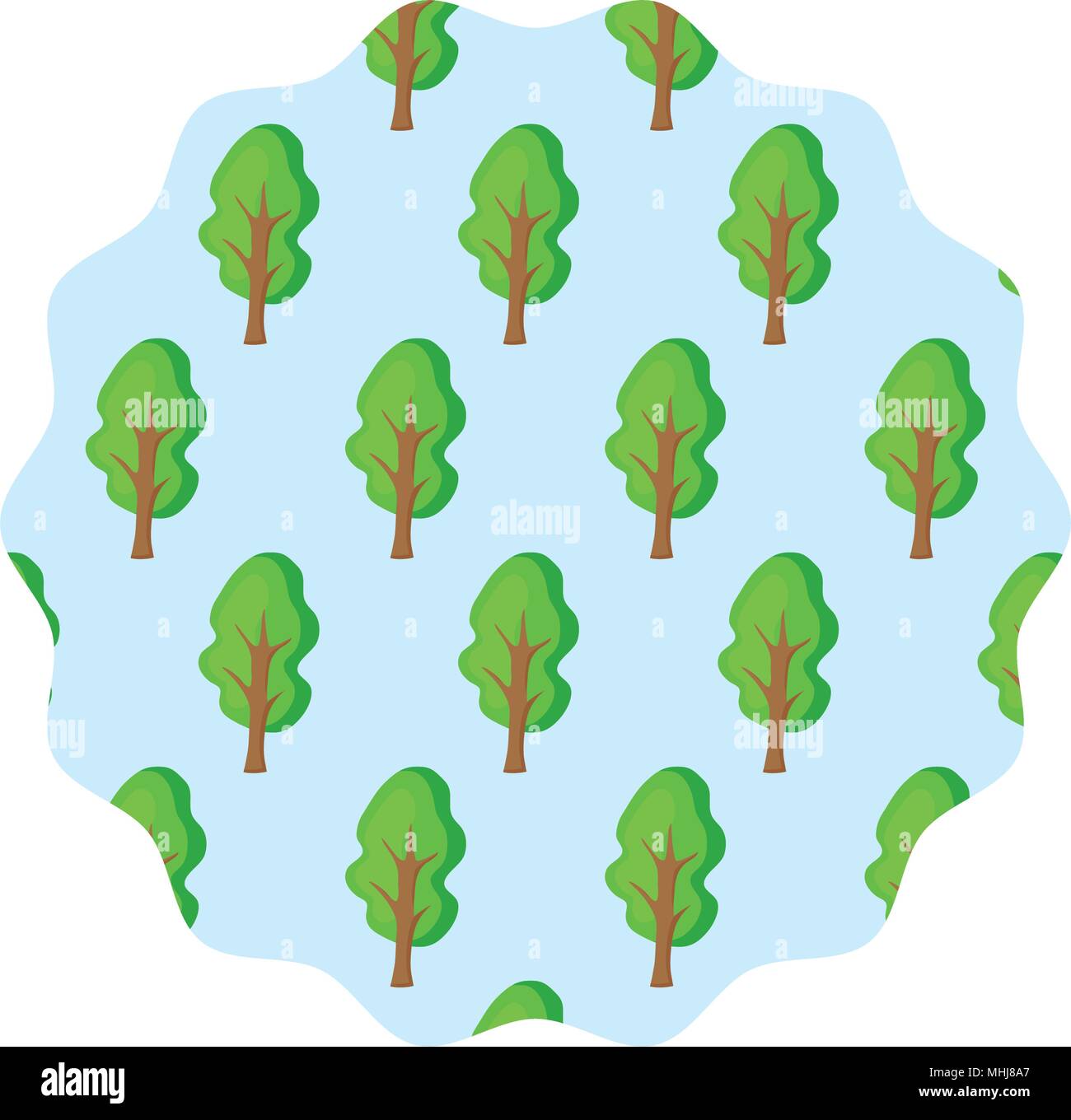 circular frame with trees design over white background, colorful design ...