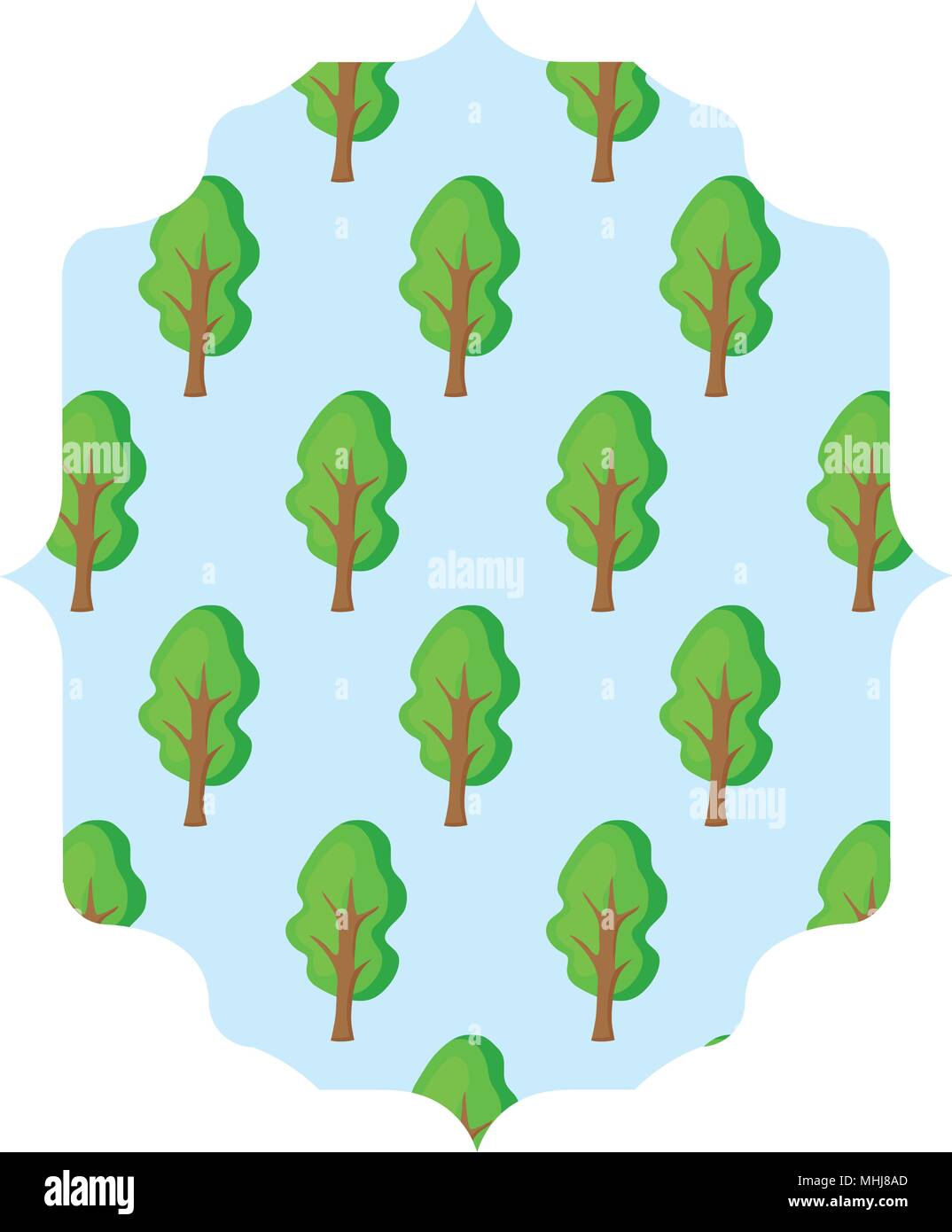 arabic frame with trees design over white background, vector ...