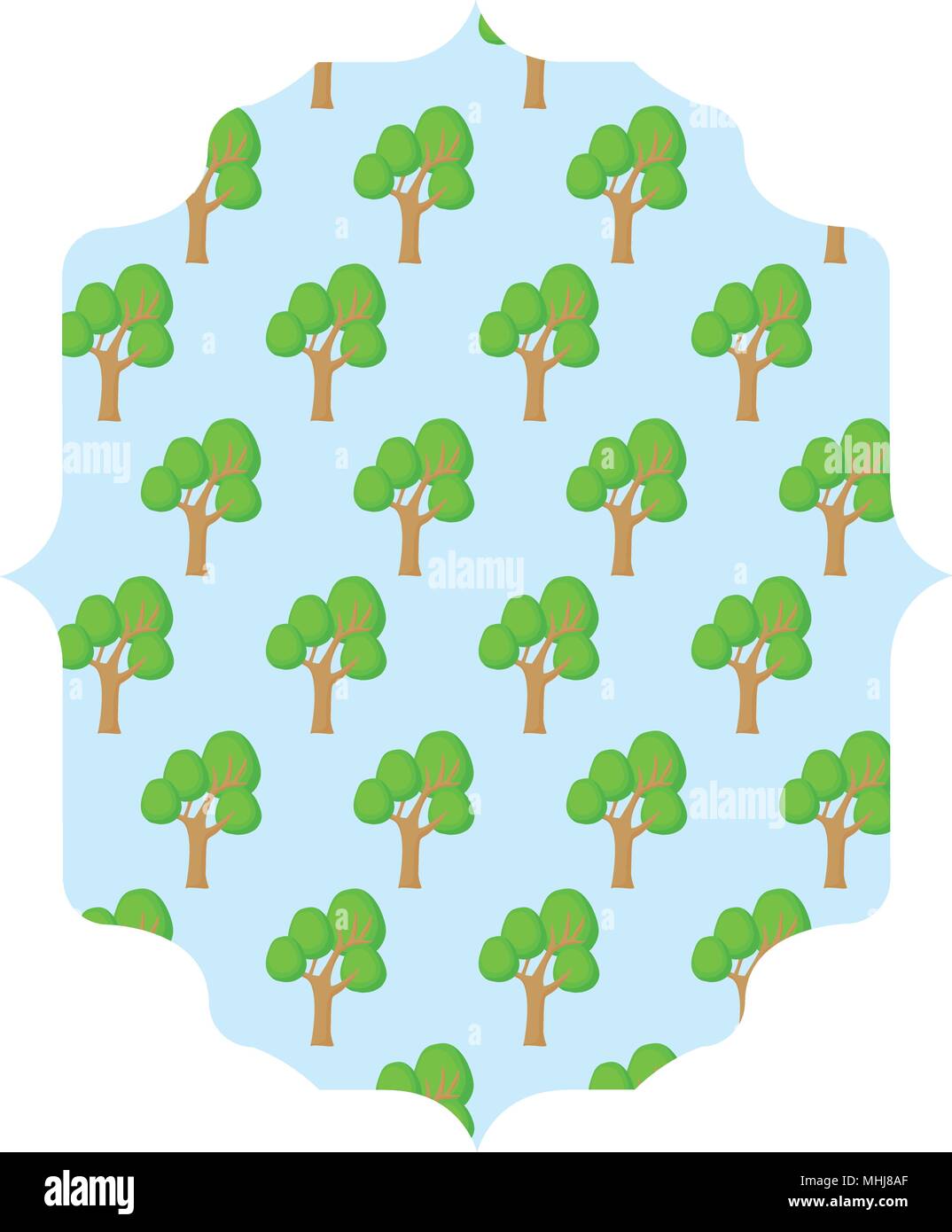 arabic frame with trees design over white background, vector ...