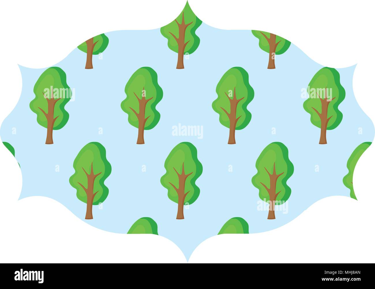 arabic frame with trees design over white background, vector ...