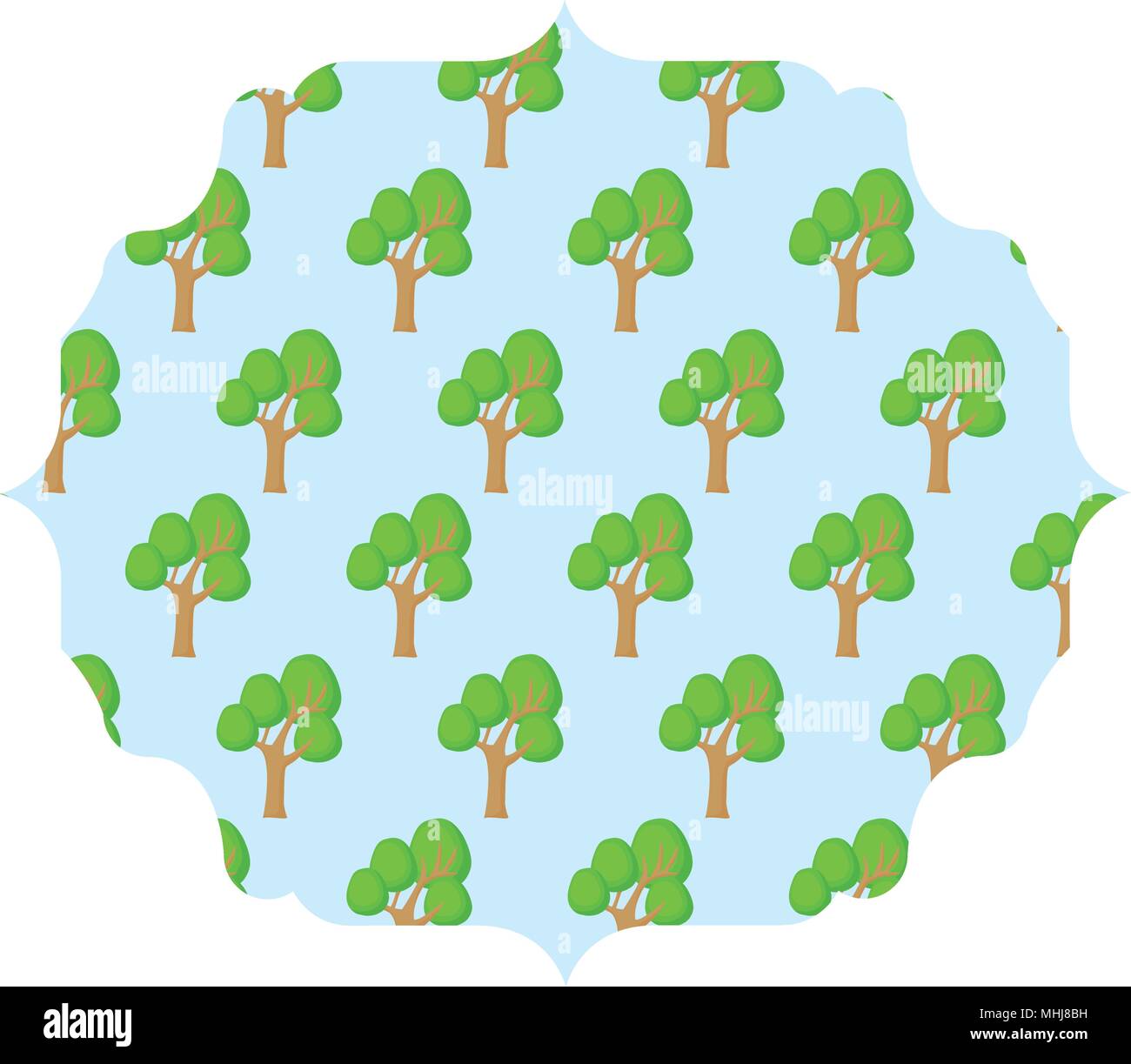 arabic frame with trees design over white background, vector ...