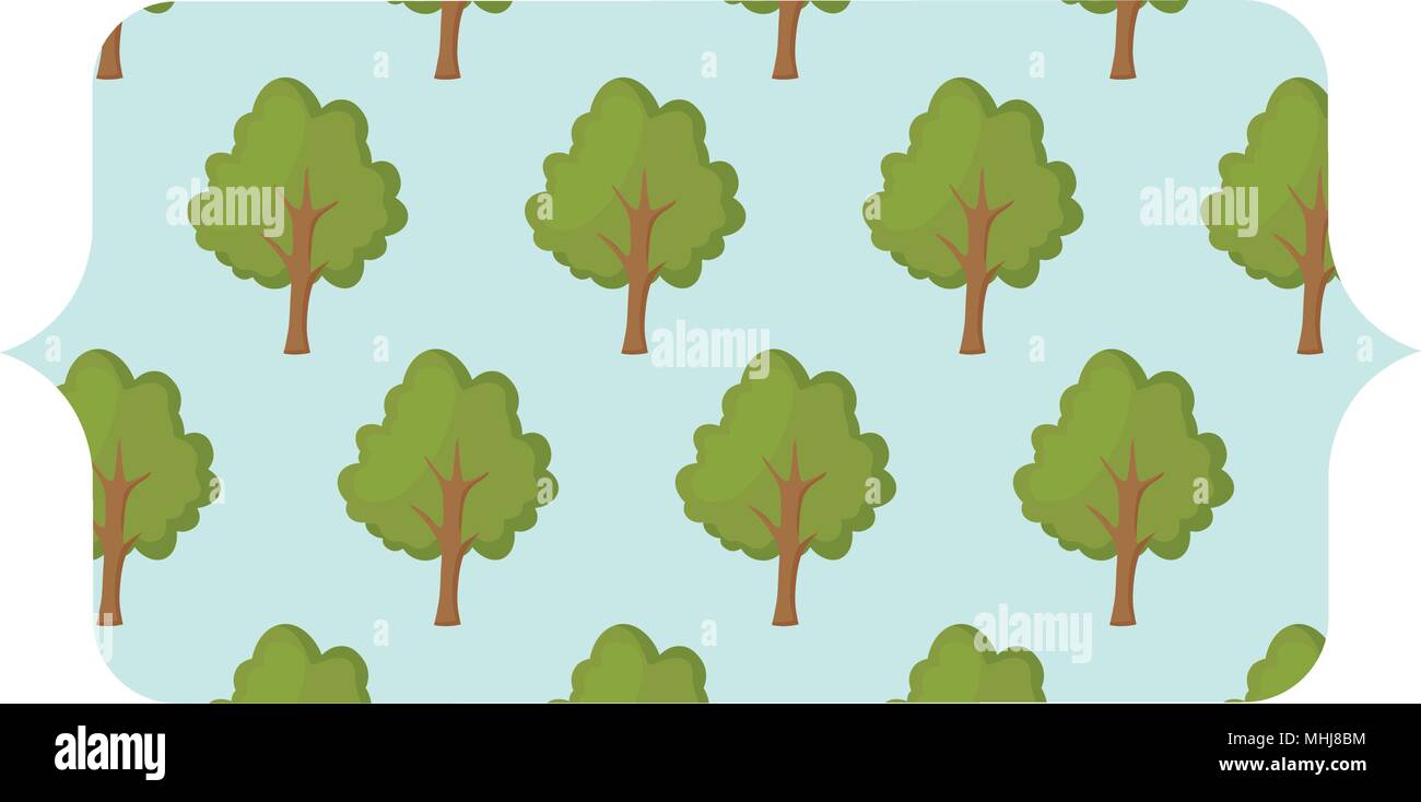 decorative banner with trees pattern over white background, colorful ...