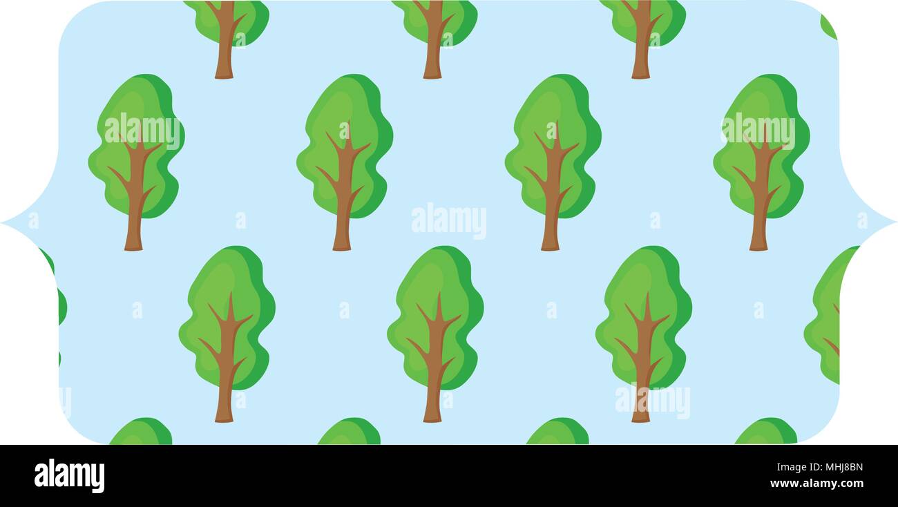 banner with trees pattern over white background, colorful design ...