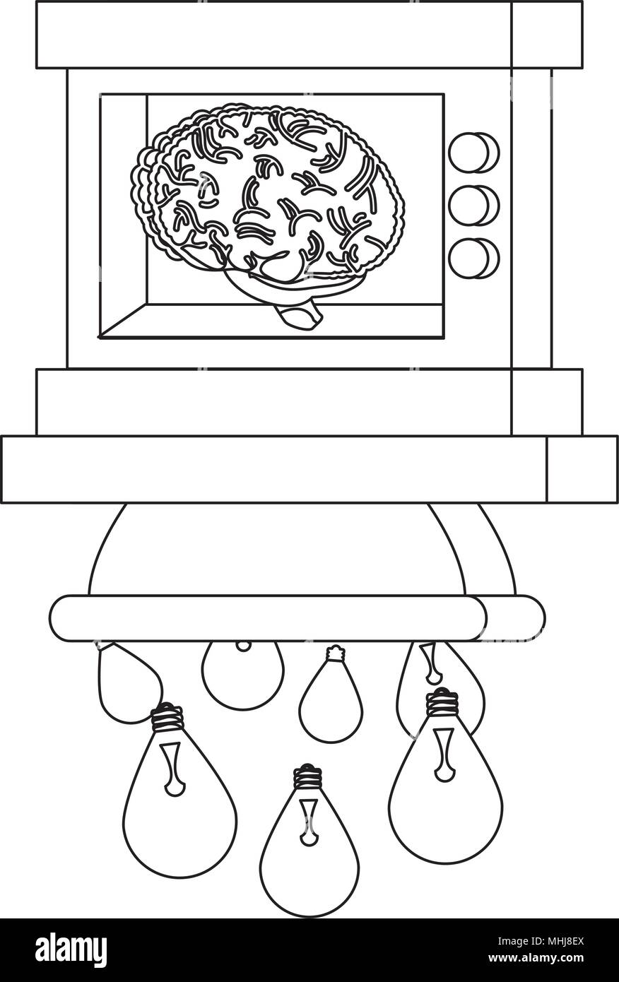 brain machine of ideas over white background, vector illustration Stock ...