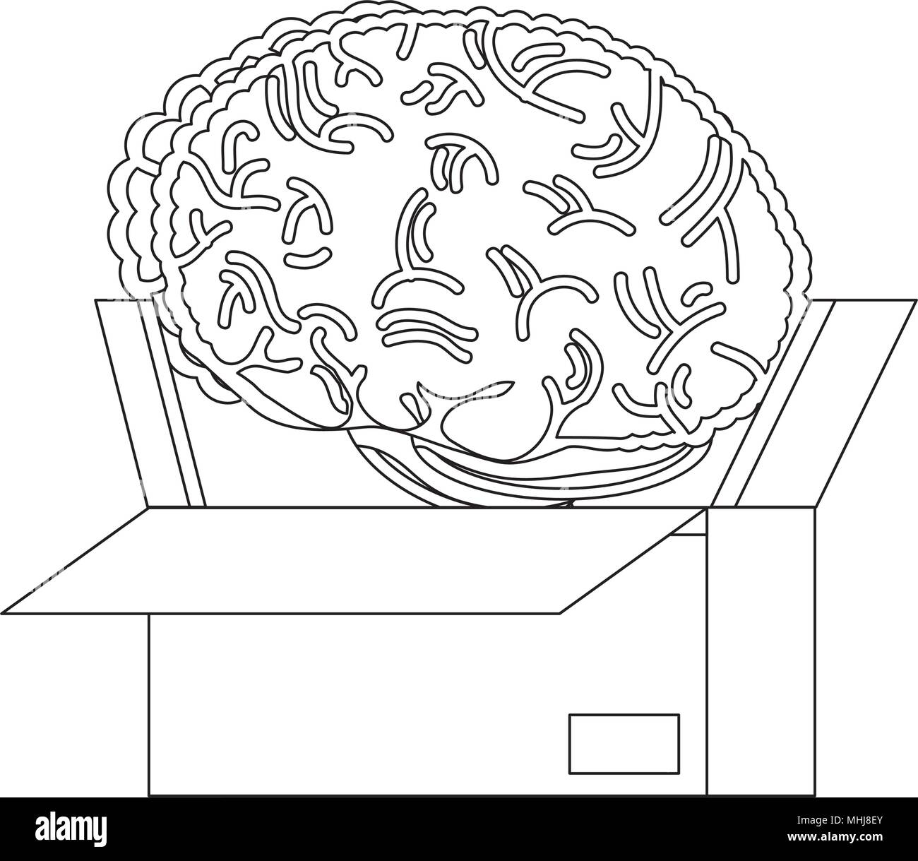 box with human brain icon over white background, vector illustration ...