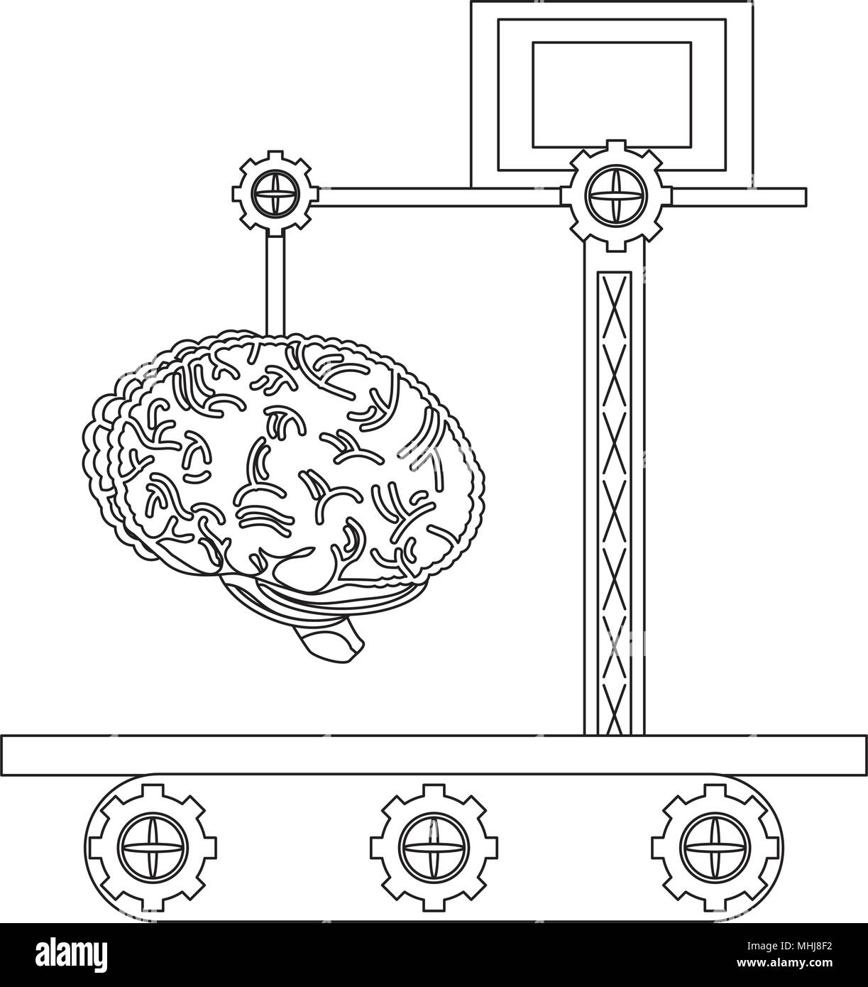 crane with brain icon over white background, vector illustration Stock ...