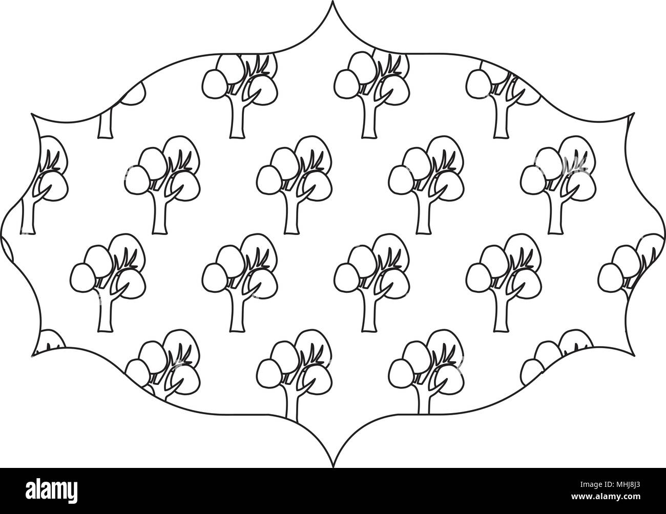 arabic frame with trees design over white background, vector ...