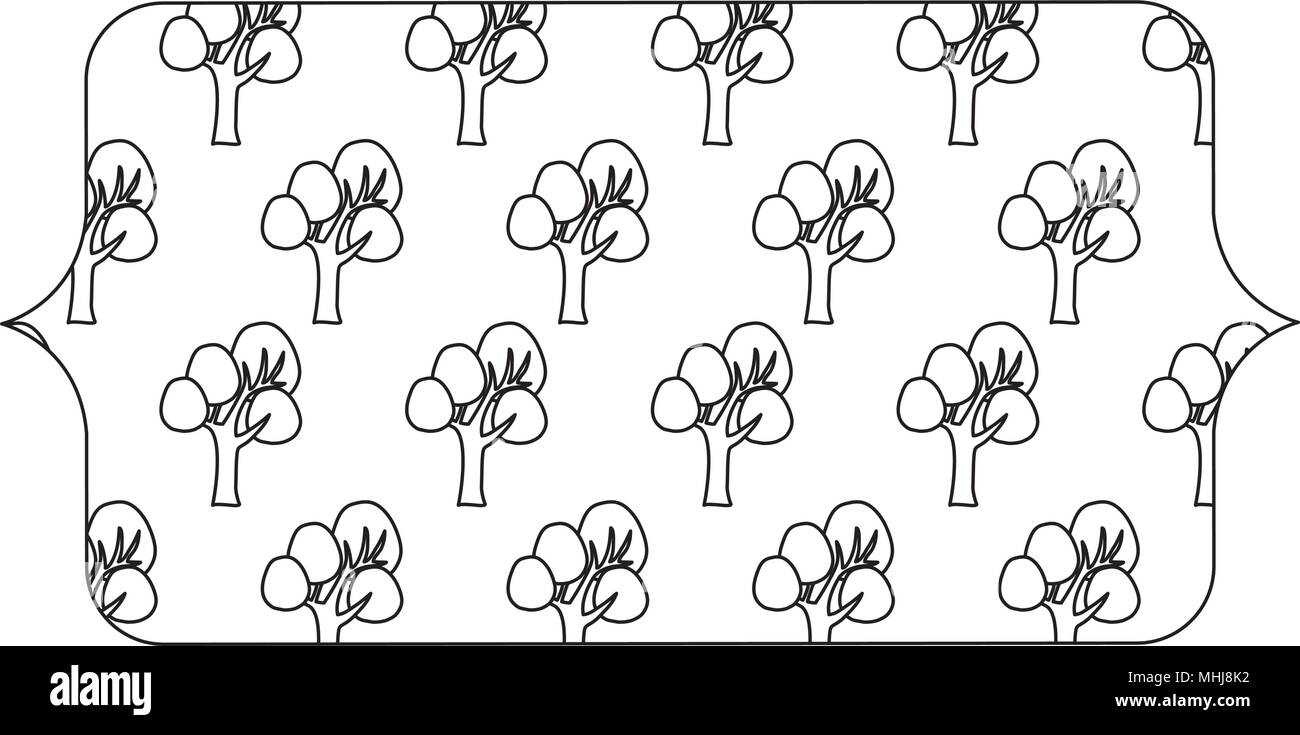 banner with trees pattern over white background, vector illustration ...