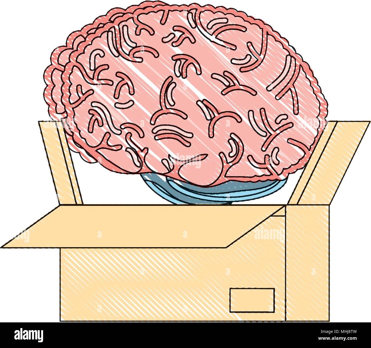 box with human brain icon over white background, colorful design ...