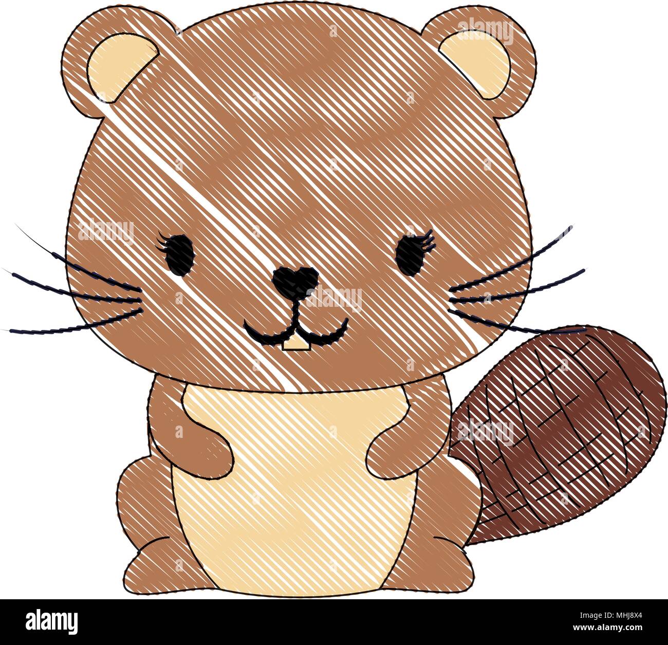 cute beaver icon over white background, colorful design. vector ...
