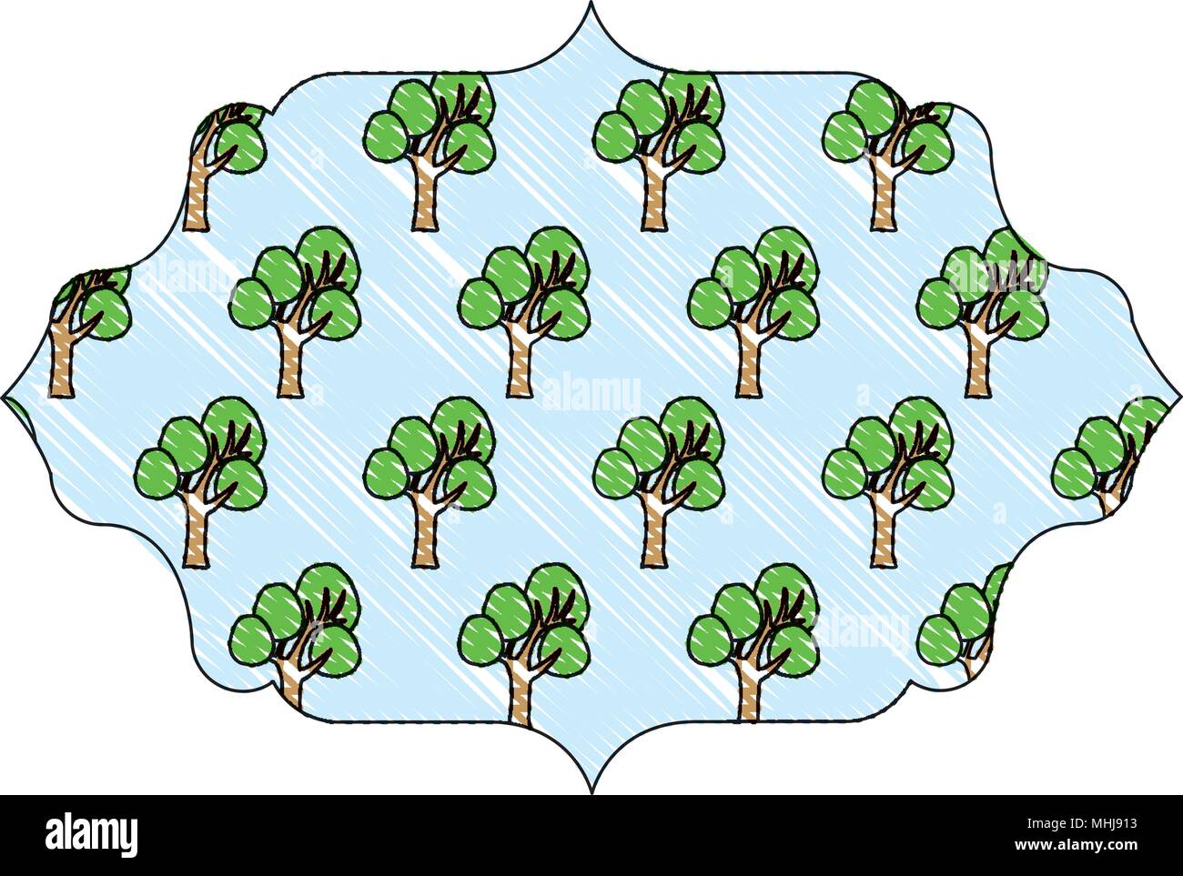 arabic frame with trees design over white background, vector ...