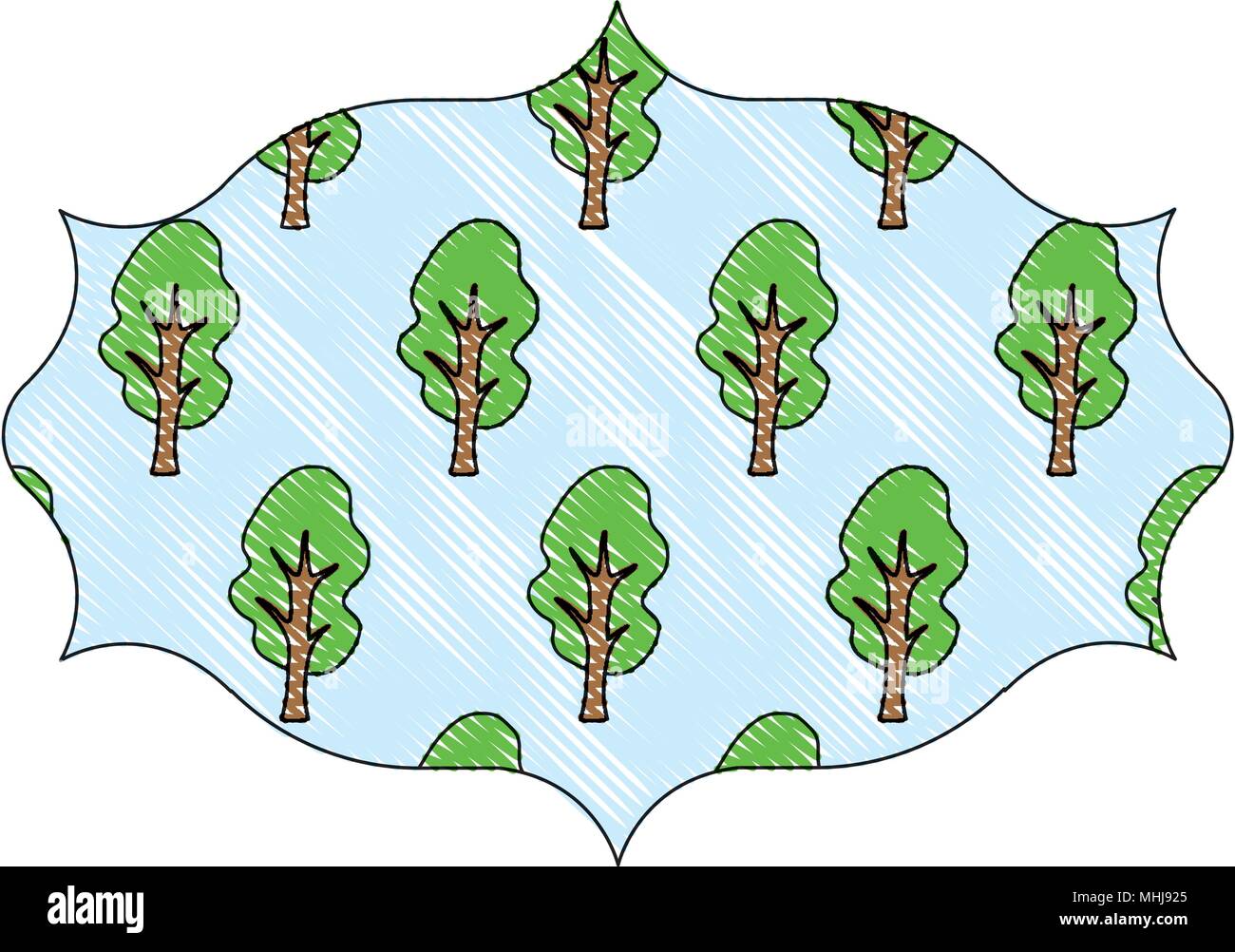 arabic frame with trees design over white background, vector ...