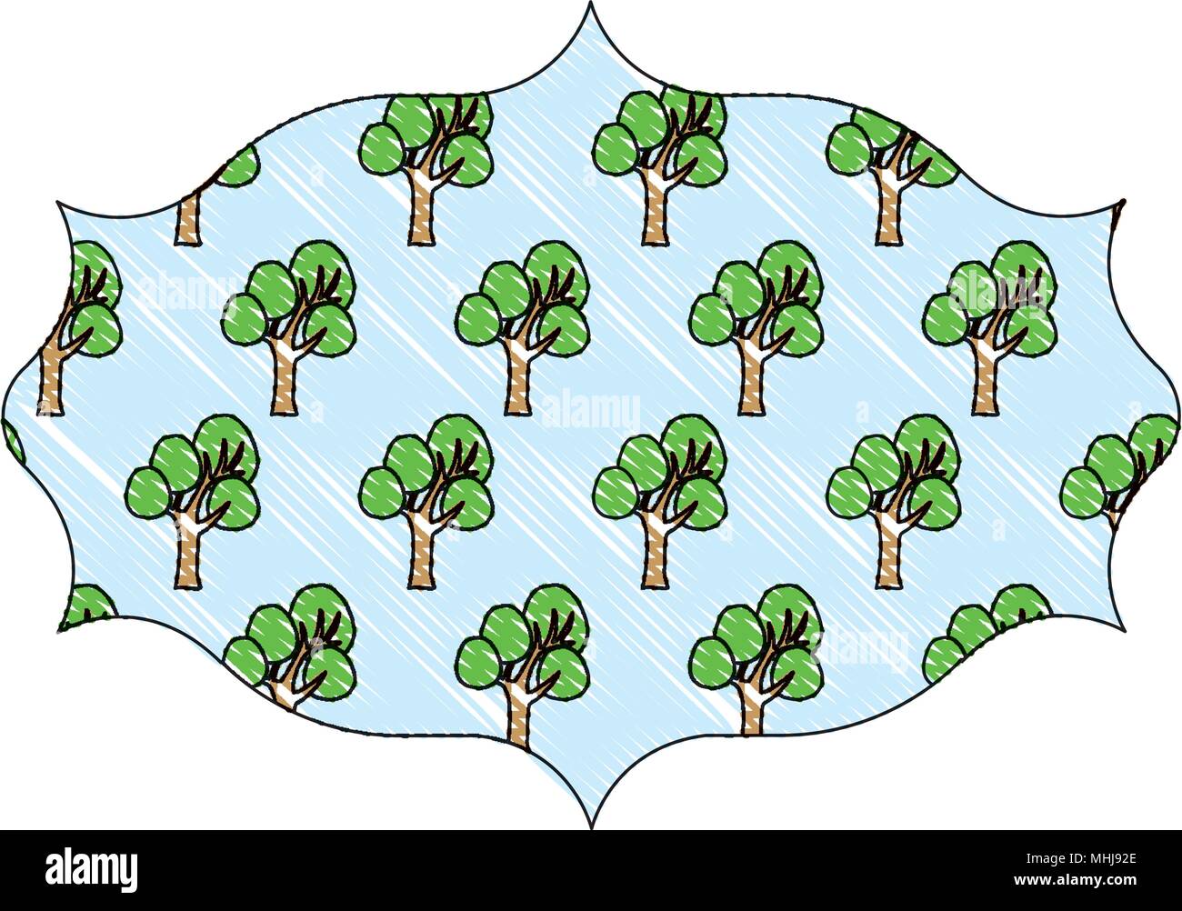 arabic frame with trees design over white background, vector ...