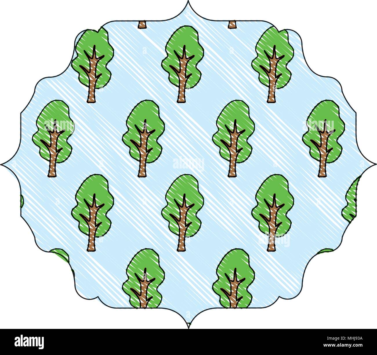 arabic frame with trees design over white background, vector ...