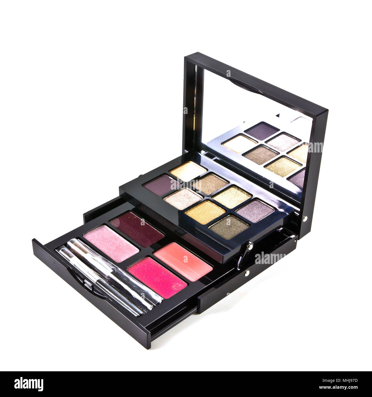 Makeup set, make-up eye shadows and lip gloss Stock Photo - Alamy