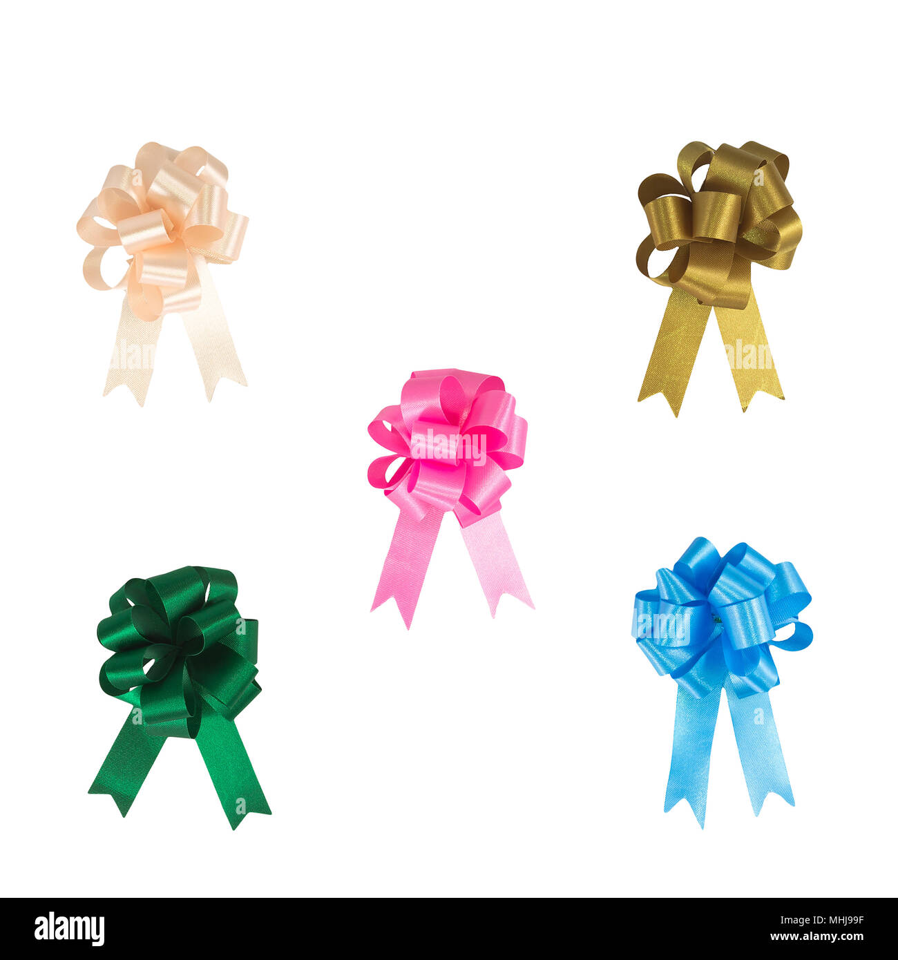 collection of various bows on white background Stock Photo - Alamy