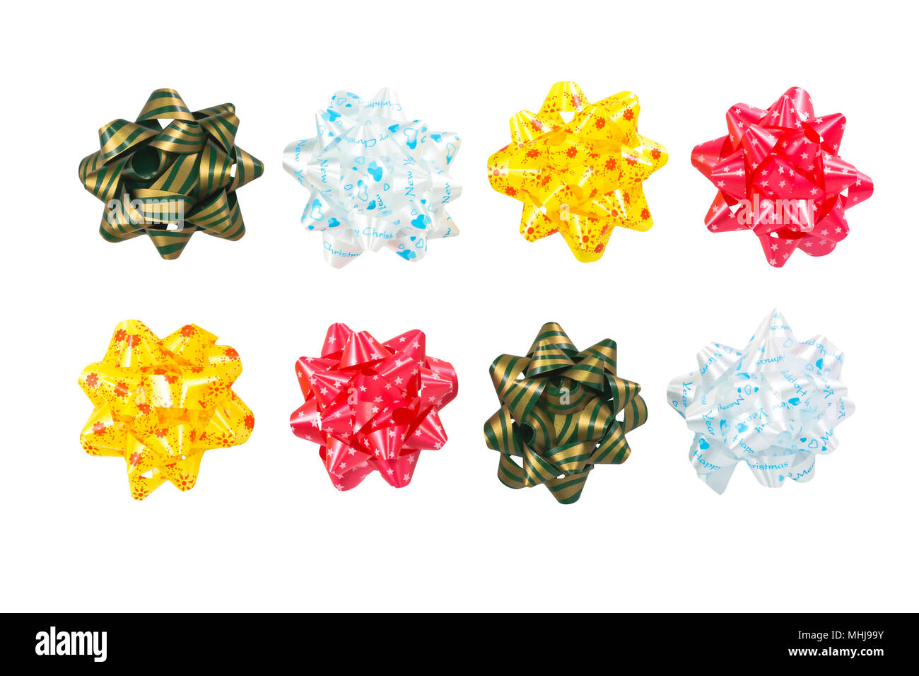 collection of various bows on white background Stock Photo - Alamy