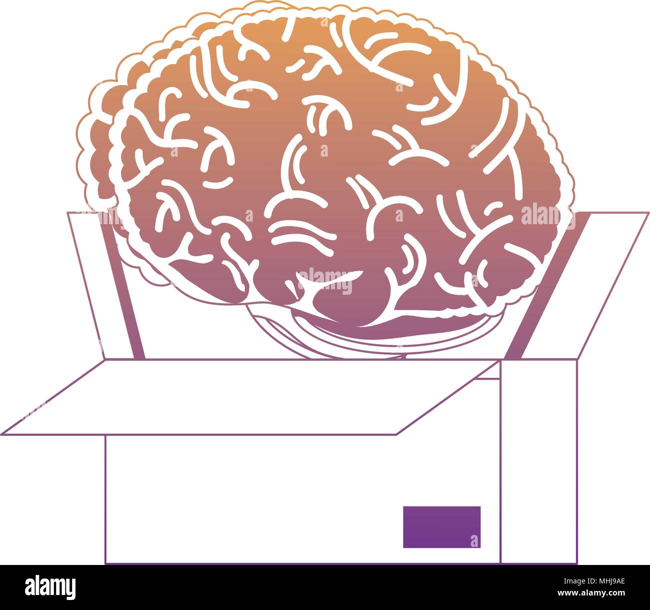 box with human brain icon over white background, colorful design ...