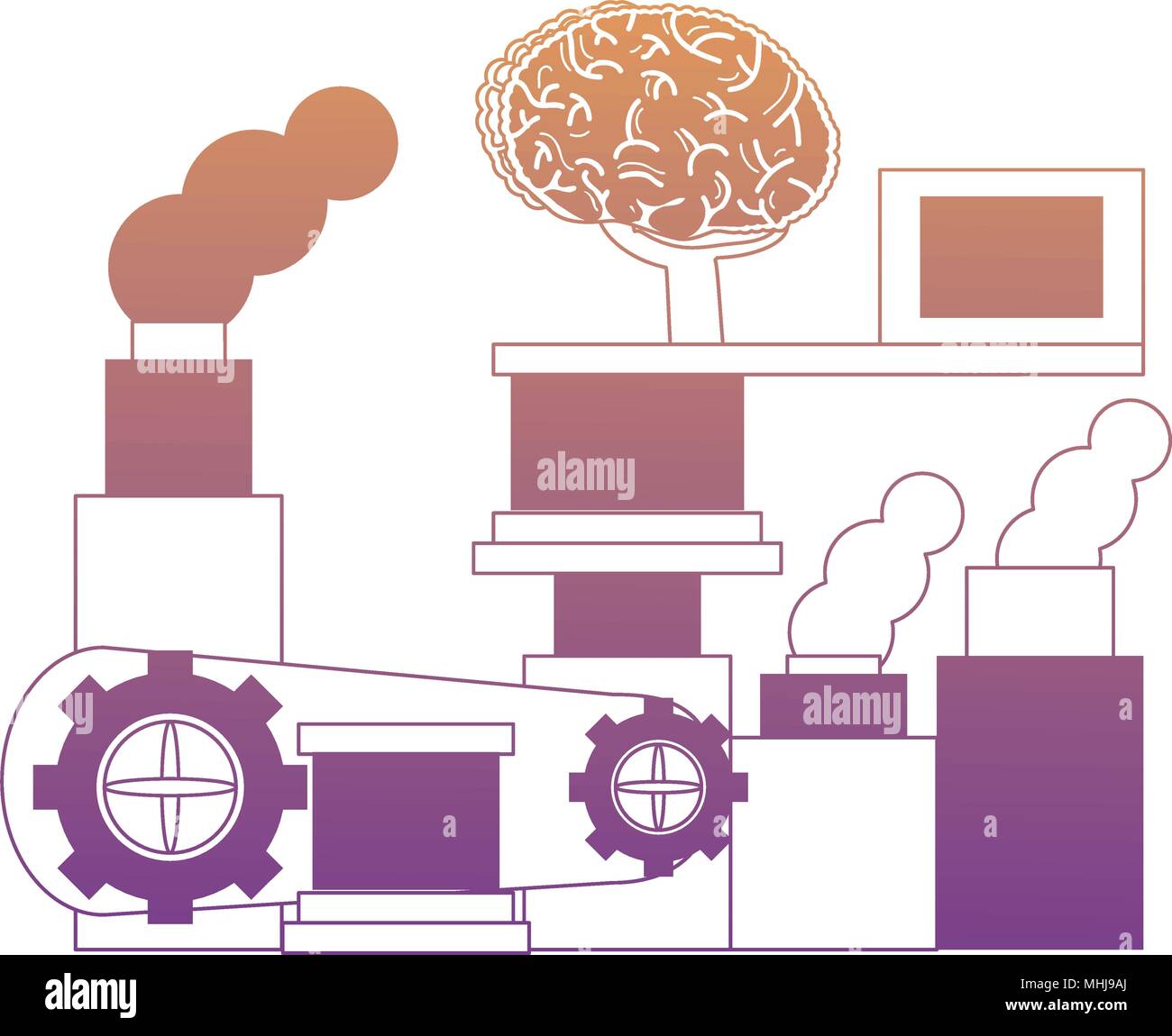brain machine icon over white background, vector illustration Stock ...
