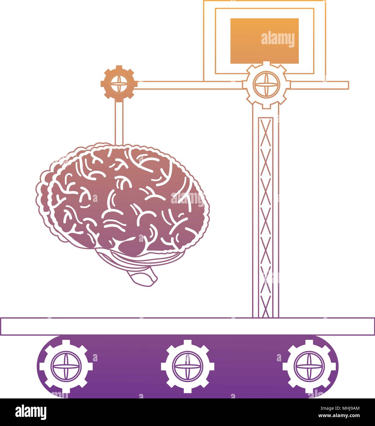 crane with brain icon over white background, colorful design. vector ...