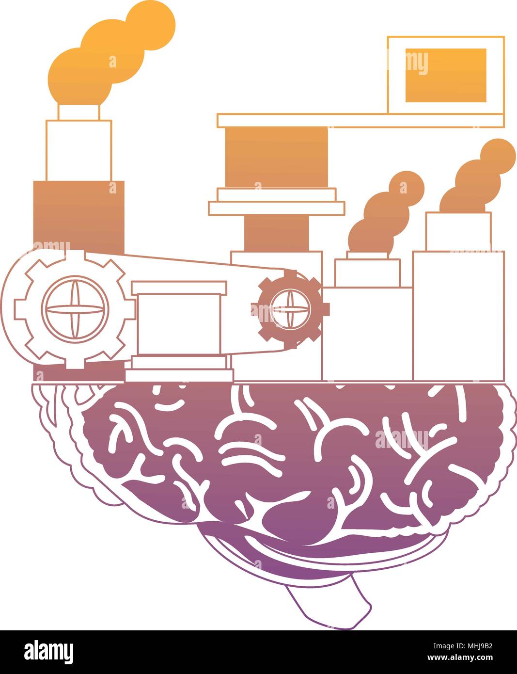 brain machine icon over white background, colorful design. veector ...