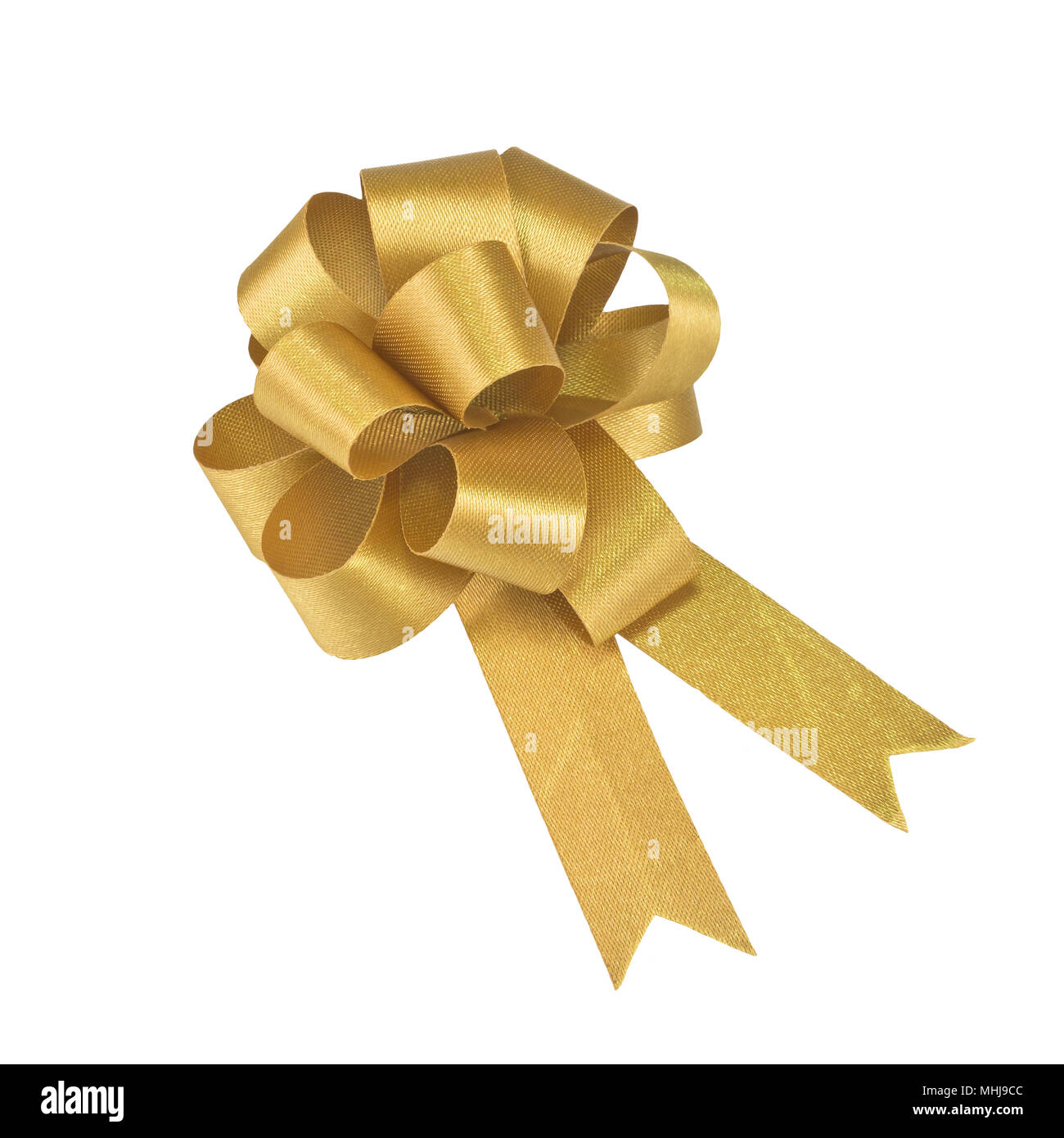 small gold gift bow on white background Stock Photo - Alamy