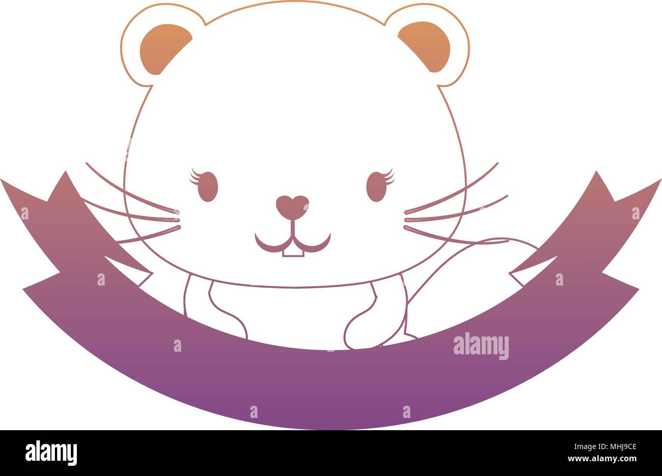 decorative emblem with cute squirrel and ribbon over white background ...