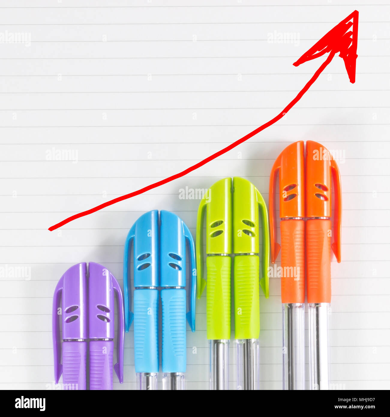 color pen business graph with arrow showing profits and gains Stock ...