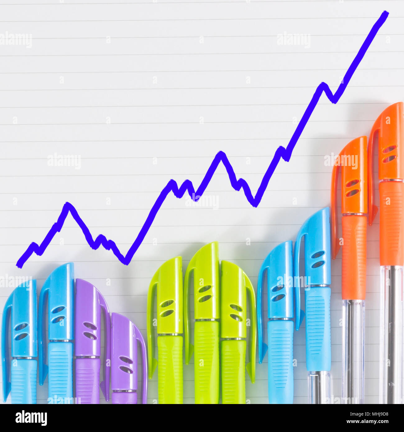 color pen business graph on paper Stock Photo - Alamy
