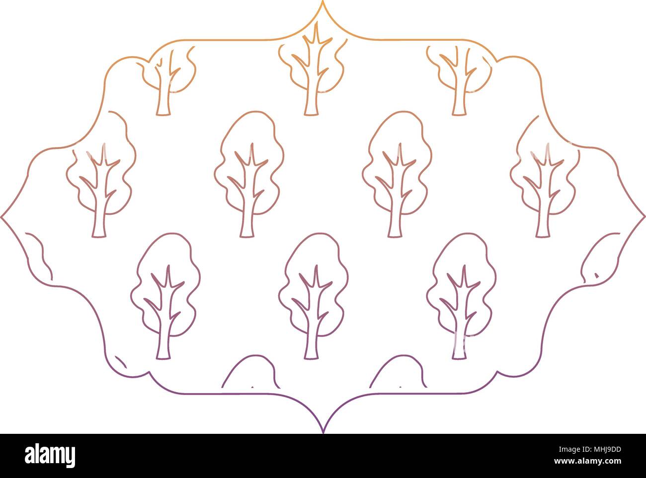 arabic frame with trees design over white background, vector ...