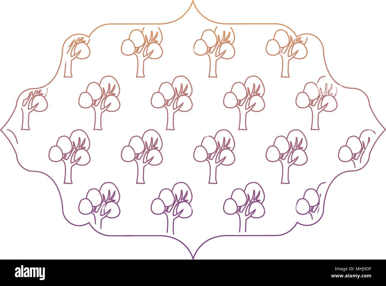 arabic frame with trees design over white background, vector ...