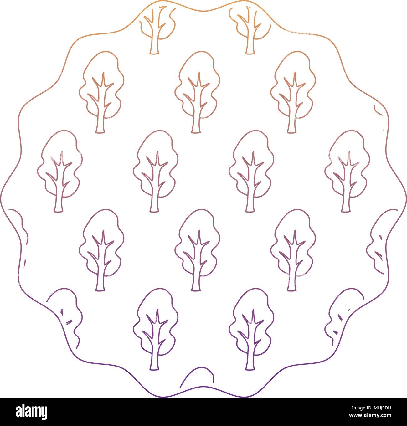 circular frame with trees design over white background, colorful design ...