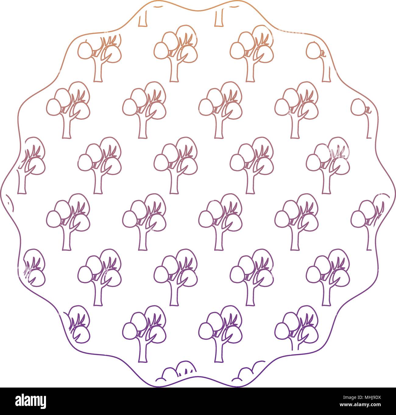 circular frame with trees design over white background, colorful design ...
